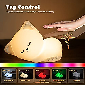 YOTOZU Cat Lamp Kitty Night Light, USB Rechargeable Cute Cat Night Light, 16 Colors Breathing Modes Kid Night Light for Girls, Childrens, Toddler, Baby, and Kids Christmas Gifts