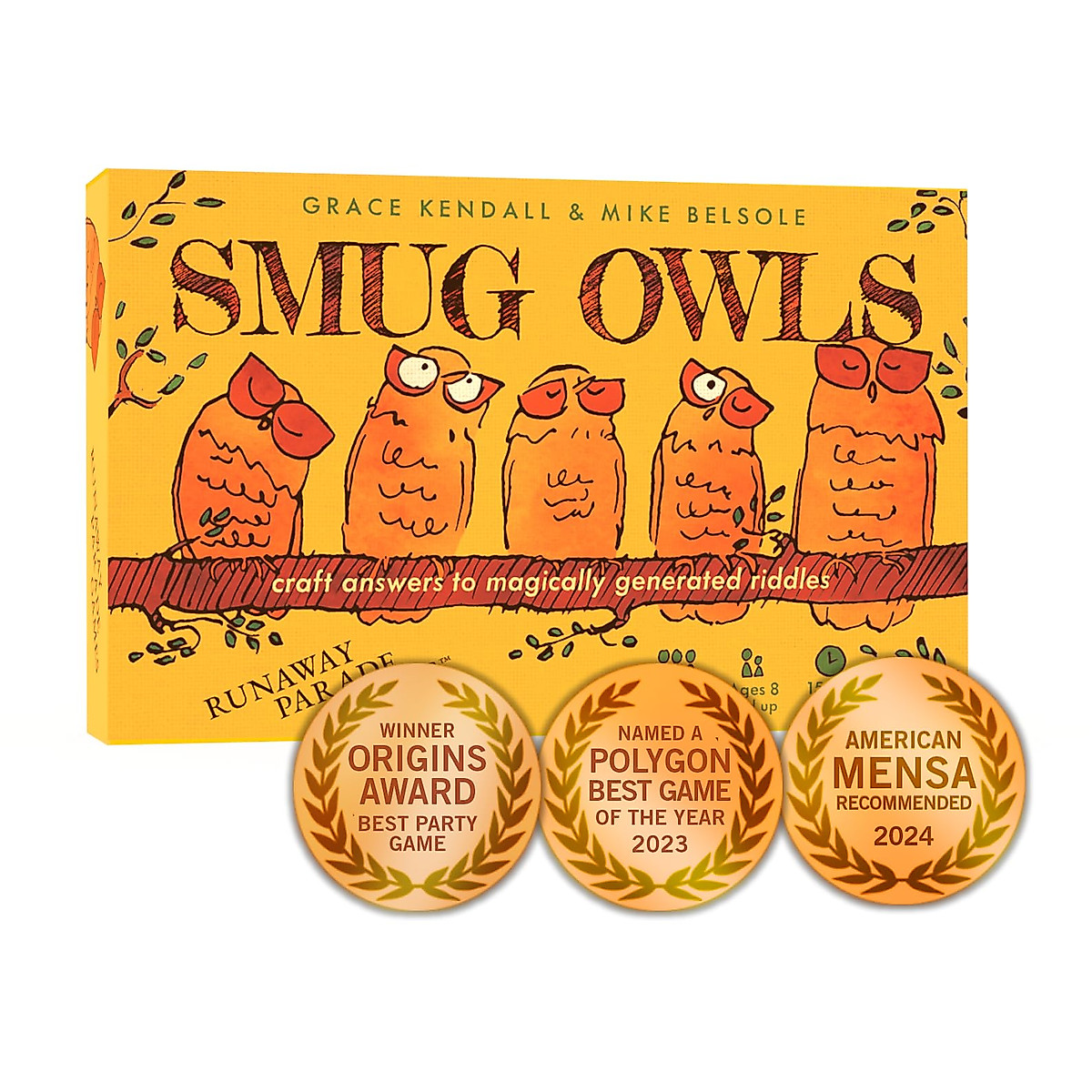 Smug Owls Card Game - A Hilarious & Creative Riddle-Solving Party Game for Kids and Adults | Fun for The Whole Family | 8+ | 15-20 min | 3-15 players
