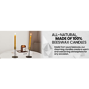 12 Dripless 8" Long Beeswax Taper Candles, 100% Natural Beeswax Taper Candles, Smokeless Tall Candlesticks, Decorative Long Burning Time, Drip Free Beeswax Candle Sticks for Home, Wedding, Dinner, etc