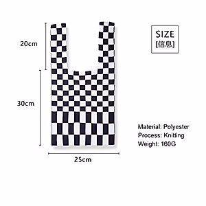 MOMEITU Women's Hobo Bag Checkerboard Knit One Shoulder Tote Bag Woven Tote Bag One Shoulder Shopping Bag Hobo Bag(Black and White Grid)