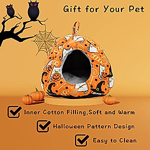 ShuRung Halloween Guinea Pig Hideout Bed Cave Hamster Hideout Bed House Winter Warm Cozy Fleece Washable for Dwarf Rabbit Bunny Ferret Hamster Chinchilla Hedgehog