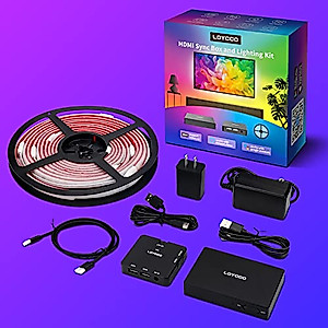 Loycco Immersion TV LED Backlights, Screen and Music Sync, HDMI 2.0 Sync Box Included, RGBIC Ambient Wi-Fi TV Backlights for 55-65 Inch TVs PC, Compatible with Alexa & Google Assistant, App Control