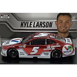 ColorChrome Finish Action Racing 156 Made 2021 Kyle Larson #5 1/24th Car Hood Opens Red White Paint Scheme Ran During Championship Year Metal Diecast Body Plastic Chassis Marked Adult Collectable