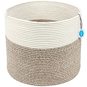 Casaphoria Large Cotton Rope Storage Baskets for Organizing with Built-in Handles,Tall Woven Laundry Hamper, Blanket Basket for Living Room, Round Woven Storage Baskets for Pillows, Towels