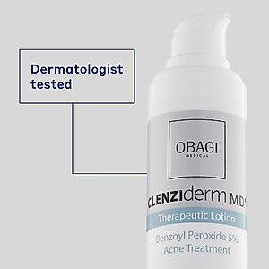 Obagi CLENZIderm M.D. Therapeutic Lotion – Lightweight Acne Treatment with 5% Benzoyl Peroxide (BPO) – 1.6 oz