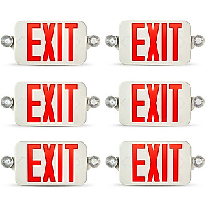 Ciata Lighting Emergency Exit Lights with Battery Backup - High Visibility Fire Exit Signs - Universal Emergency Lights for Business or Residential - Rechargeable Exit Sign Battery Included - 6 Pack