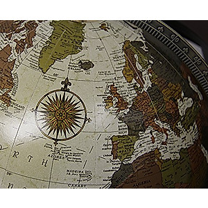 Replogle Lancaster—Bronze Metallic, Dark Cherry Wood Finish, Floor Model Globe, Perfect for Anyone Looking for a Elegant Floor Standing Globe That Fits Small Spaces (12"/30 cm diameter)