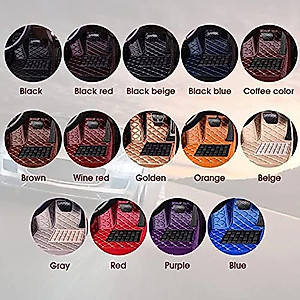 YaruicarCustom Car Floor Mats for 99.99% Sedan SUV Sports Car Men Women Protection Full Coverage Pads Anti-Slip Leather Floor Lining All Weather (Black Red)