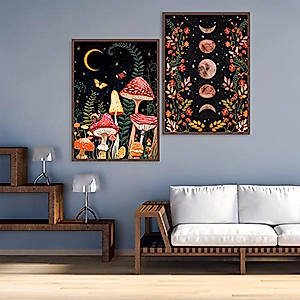 2 Pack Diamond Painting Kits for Adults,5D DIY Mushroom Forest Full Drill Round Art Gems with Moon Diamond Art Perfect for Home Wall Decor Diamond Dotz Inch12x16