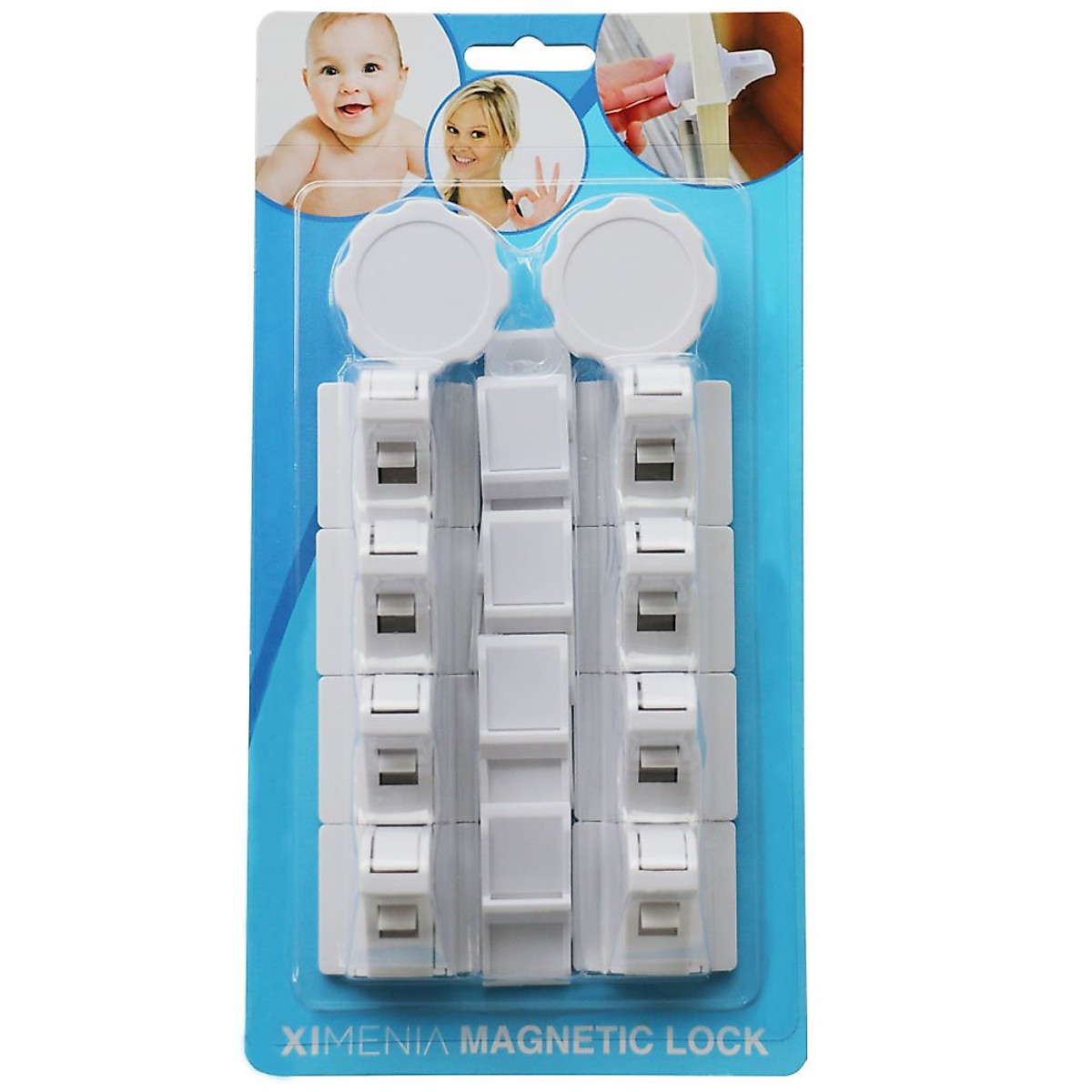 Ximenia Safety Magnetic Cabinet Locks 8 Locks 2 Keys for Drawers, Cabinet Doors - Non-Destructive, No Drilling Baby / Childproof Magnetic Locking System
