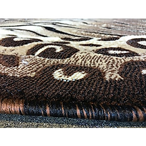Americana Tiger & Leopard Zebra Animal Skin Round Area Rug Print Design 130 (4 feet X 4 feet Round)