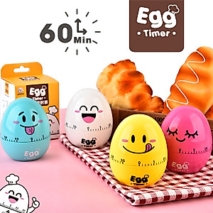 60 Minutes White Funny Mechanical Home Kitchen Egg Timer For Cooking,Kids