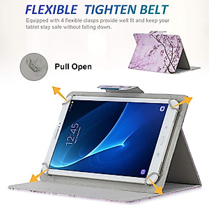 Dteck Universal Tablet Case for 10/10.1 Inch Android 11 12 13 14 Tablet, for Lenovo/Samsung Galaxy/UMIDIGI/Fire 10" 10.1" 10.3" 10.4", Lightweight Folio Cute Case with Stand/Card Slots, Pink Floral