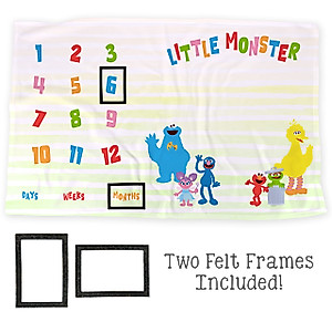 LOGOVISION Sesame Street Baby Milestone Blanket, 36"x58" Little Monster on The Street, Unisex for Baby Boy and Girl