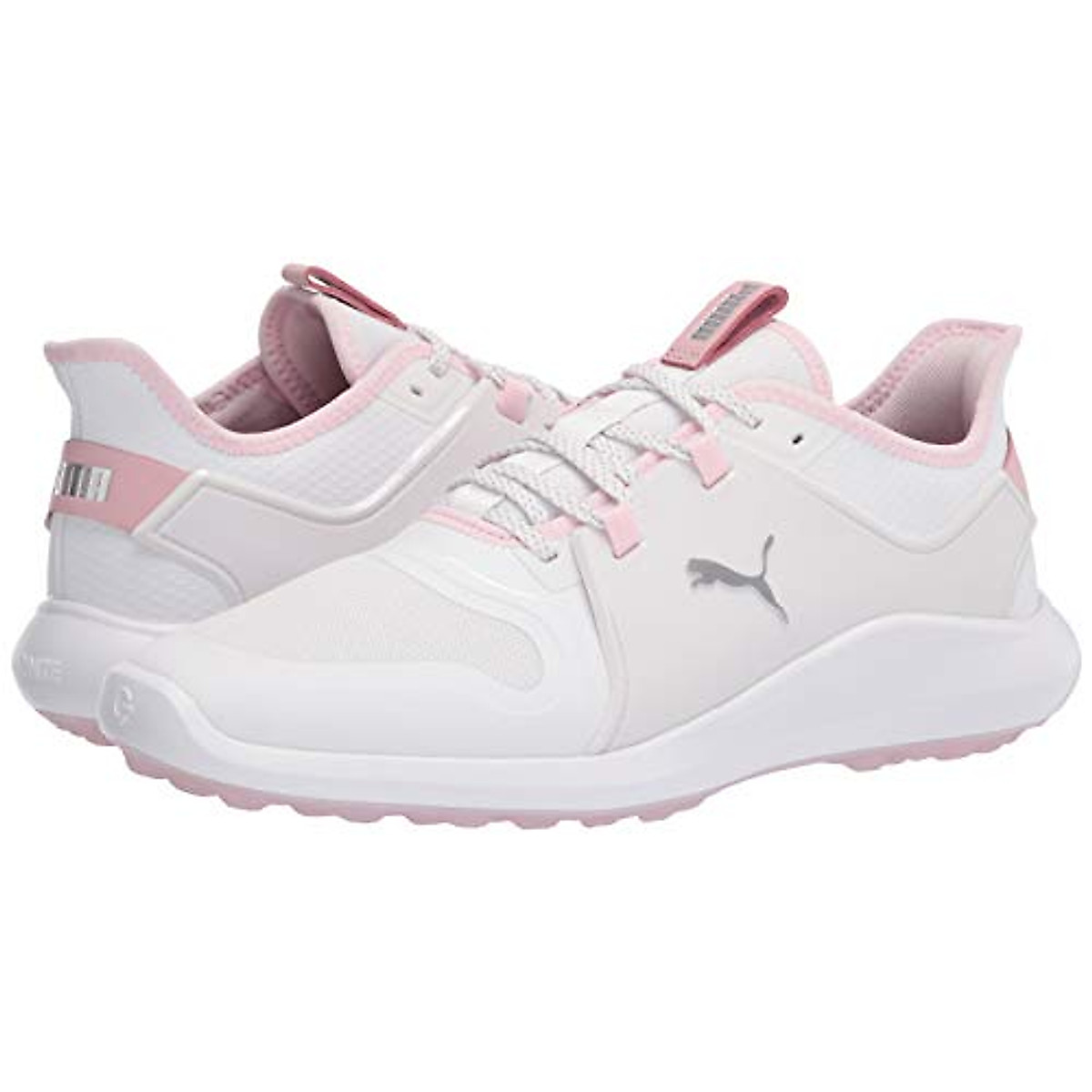 PUMA Women's Ignite Fasten8 Golf Shoe, White Silver-Pink Lady, 10