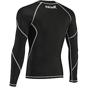 Mens Compression Shirts Base Layer Athletic Gym MMA BJJ Rash Guard No Gi Full Long Sleeve Rashguard Shirt for Men (Black, Medium)