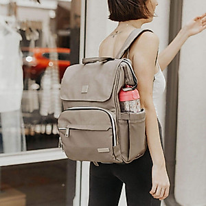 The Kennedy Diaper Bag Backpack for Mom or Dad with Stroller Straps, Baby Changing Pad & USB Hub, Neutral (Grey)