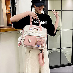 Kawaii Backpack Aesthetic Cute Bags Japanese School Bag Y2k Tote Bags Ita Bag Crossbody Girls Kawaii School Supplies (Pink, One Size)
