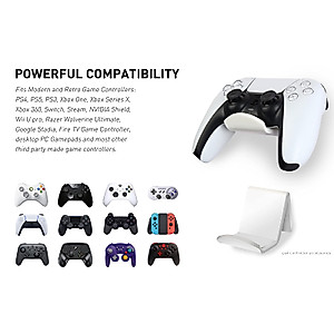 OAPRIRE Universal Controller Stand Holder 2 Pack for XBOX ONE PS4 PS5 SWITCH, Controller Wall Mount Gaming Accessories with Cable Clips&Anti-Slip Pads (White)
