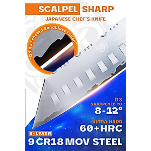 Dalstrong Valhalla Series Santoku Knife 7" Bundled with Slicing & Carving Knife 12" - w/Leather Sheath