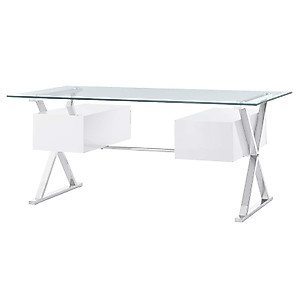 Modway EEI-6226-WHI Sector 71" Glass Top Glass Office Desk, White