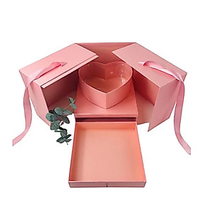 UNIKPACKAGING Premium Quality Large Square Surprise Flower Box, Gift Boxes for Luxury Flower and Gift Arrangements, Multi Colors (Pink)