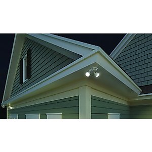 Lithonia Lighting HGX LED 2RH 40K 120 MO WH M2 HomeGuard Security Flood Lights, 4000 Lumens, 2-Light, Photocell Sensor and Motion Detection, White