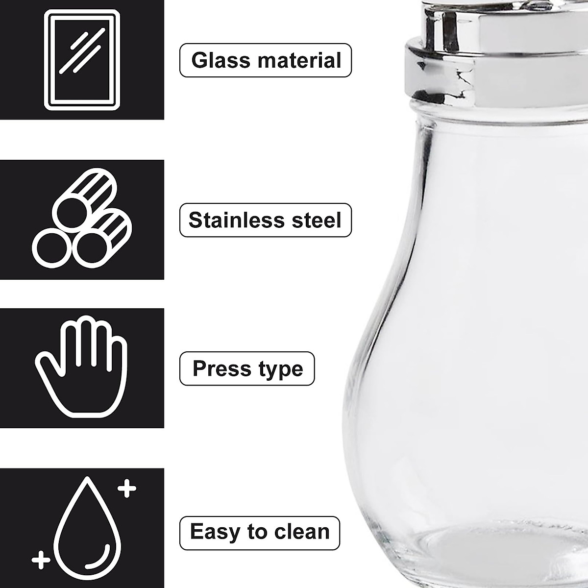 6 Oz. (Ounce) Glass Bulb Jar Syrup Dispenser, Sugar Dispenser, Retracting Spout, Dispensing Thumb-Lever, Pancake House Style (2)