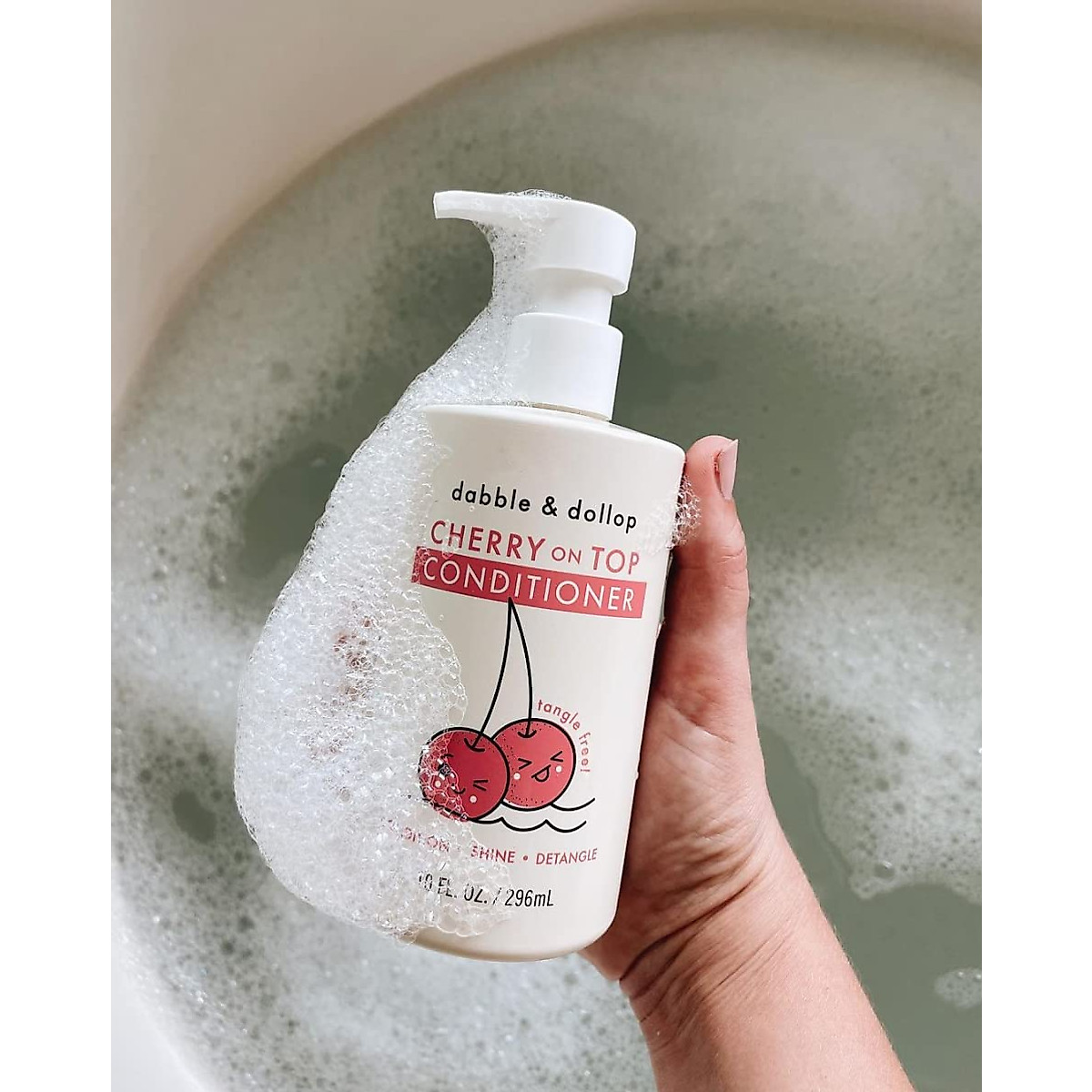 Dabble & Dollop Cherry on Top Conditioner - Natural Shine & Detangler for Kids, 100% USA-made, Paraben & Sulfate Free, Vegan, Gluten-free, Tear-Free (10oz)