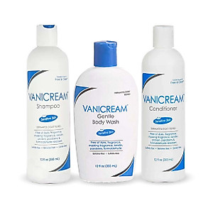 Vanicream, Free and Clear Shampoo, Conditioner and Body Wash Set, For Sensitive Skin, Fragrance and Paraben Free - 12 Ounce