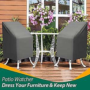 Patio Watcher 100% Waterproof Patio Lounge Chair Cover, Durable Outdoor Lawn Patio Furniture Covers - Grey -Medium-25.5" L x 25.5" D x 34.0" H-2Pack