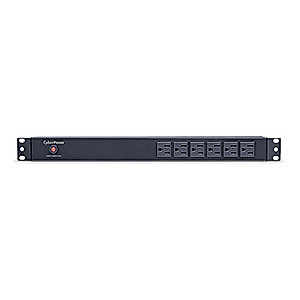 CyberPower PDU15B6F12R Basic PDU, 100-125V, 15A (Derated to 12A), 18 Outlets, 1U Rackmount