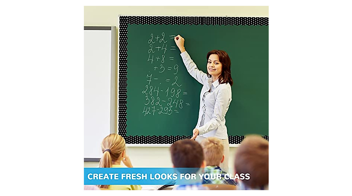 Black Dot Bulletin Board Trim - 80ft Decor for Classrooms