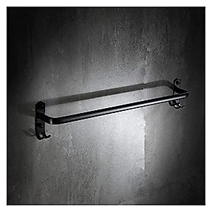 Towel BAR Rack Towel Rack Free Punch European Black Towel Bar Single Rod with Hook Bathroom Room Towel Rack Aluminum Towel Bar