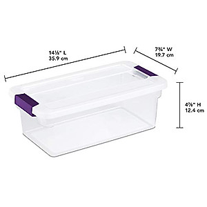 Sterilite 17511712 6 Quart/5.7 Liter ClearView Latch Box, Clear with Sweet Plum Latches, 12-Pack