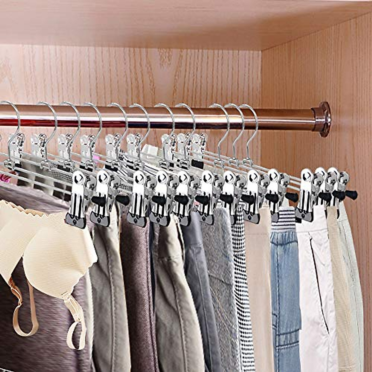 Pants Hangers 30Pcs Pant Hangers with Clips Skirt Hangers Clip Hangers Metal Hangers for Pants Slack Hangers