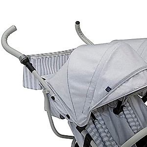 GAP babyGap Classic Side-by-Side Double Stroller - Lightweight Double Stroller with Recline, Extendable Sun Visors & Compact Fold - Made with Sustainable Materials, Grey Stripes