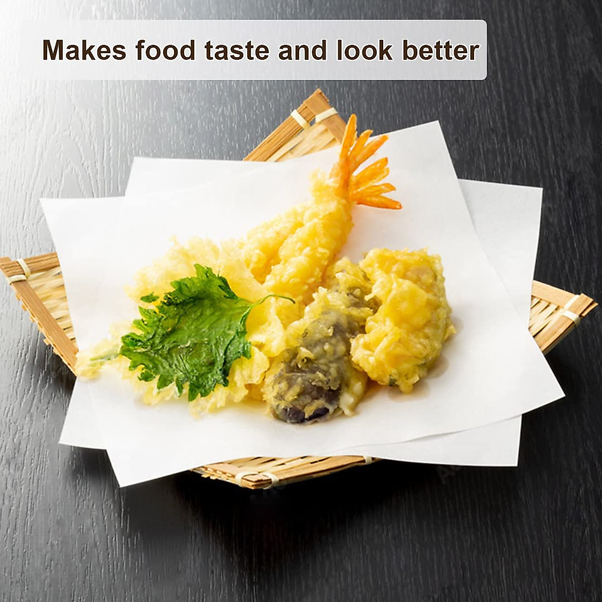 TIKUSAN Japanese Tempura Paper, Oil Absorbing Cooking Paper, 8.6 × 7.8 inch, 100 Sheets, Made in Japan