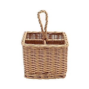 JJSQ Wicker Woven Utensil Caddy Silverware Caddy Flatware Caddy Cutlery Holder for Kitchen Dining Table, Parties - Holds Forks, Knives, Spoons,Serving Utensils