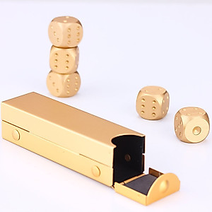 eoocvt 5 in 1 Precision Aluminum Alloy Solid Metal Dices Poker Party Game Toy Portable Dice Man Boyfriend Gift - Gold Rectangle