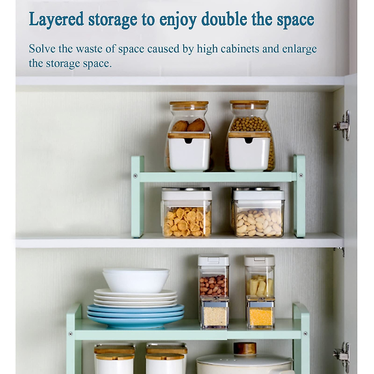 LEAYAN Under Sink Storage Rack, 2-Tier Under Sink Shelf Rack Ideal for Kitchen Countertop and Undercounter Sink Storage Under Sink Rack Shelf, White 64x28x26cm