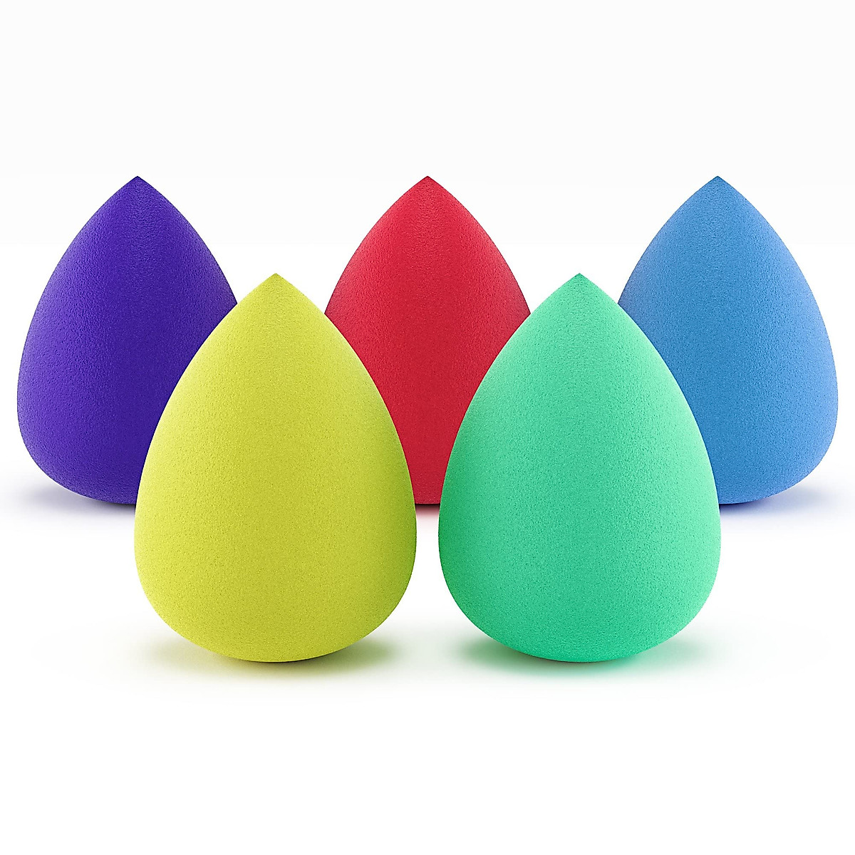 Zenda Naturals Makeup Sponge - Set of 5 Beauty Blender Sponges, Applicator for Face Powder, Foundation, Liquid Cosmetics, Cream, Primer - Egg-Shape Blending Wedges for Flawless Techniques