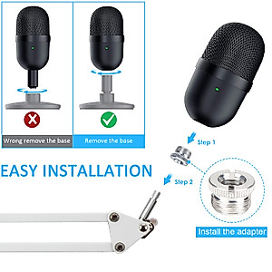 YOUSHARES Razer Seiren Mini Boom Arm with Pop Filter - Mic Stand with Foam Cover Windscreen Compatible with Razer Seiren Mini Streaming Microphone(White)