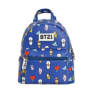 Concept One BT21 LINE FRIENDS Mini Backpack, Small Travel Bag for Men and Women, Blue