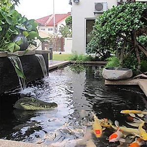 Geniff Floating Alligator Head, Pool Accessories Float Alligator for Koi Pond Decoration and Protection to Scare Heron Away