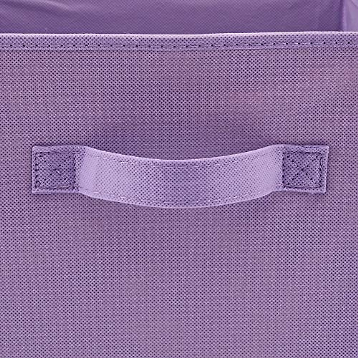 EZOWare Set of 6 Foldable Fabric Basket Bin Collapsible Storage Cube For Nursery, Toys Organizer, Shelf Cabinet (Purple)