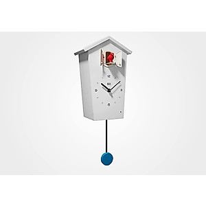 KOOKOO Birdhouse White, modern design cuckoo clock with 12 natural bird voices or cuckoo call