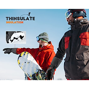 VELAZZIO Eco Gray Ski Gloves - Red, M