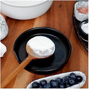 roro Matte Black Ceramic Spoon Rest & Spatula Holder Set of 2 - Perfect for Modern Kitchens, Serving Parties, and Chefs - Stackable Design for Space-Saving, CA Prop 65 Compliant, Lead & Cadmium free