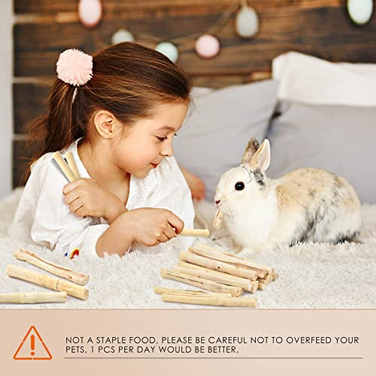 Bissap 700g/1.5Ib Sweet Bamboo Chew Sticks for Rabbits, Bunny Chew Sticks for Rabbits Hamster Chinchilla Guinea Pigs Rabbit Small Animals Natural Treats Teeth Grinding Chew Toys